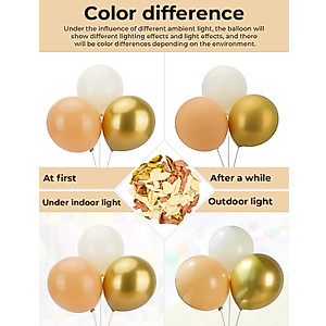 White Sand Gold Balloons,12 Inch 60pcs Beige Nude Balloons with Gold Latex Balloons,Nude Beige Cream Neutral Balloons for Graduation Birthday Boho Baby Shower Mother's Day Wedding