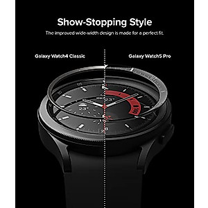 Ringke Inner Bezel Styling [Stylish Stainless Steel Frame] Compatible with Samsung Galaxy Watch 5 Pro Case, Anti Scratch Protector Adhesive Inner Cover Accessory - 45-IN-02 (ST) Black