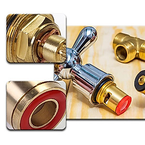 PENKOHOME 1 Pair Replacement Ceramic Tap Cartridge Valves 1/2" Quarter Turn Disc Cartridge Faucet Valves for Bathroom Kitchen Tap(Hot & Cold)