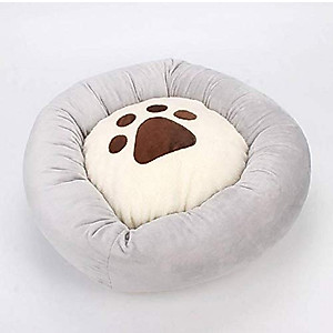 NC Creative Shape Cute Soft Plush Pet Nest Deep Sleep Cat Nest Dog Nest Bite-Resistant Footprints Round Cushion Cat Nest Small and Medium-Sized Dogs Available for Four Seasons