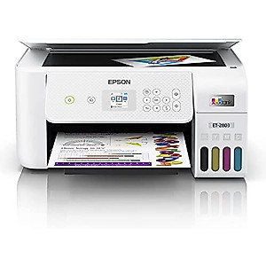 Epson EcoTank ET-2803 Wireless All-in-One Printer/Copier/Scanner, Cartridge-Free Supertank, Mobile & Voice-Activated Printing, XPI USB Printer Cable