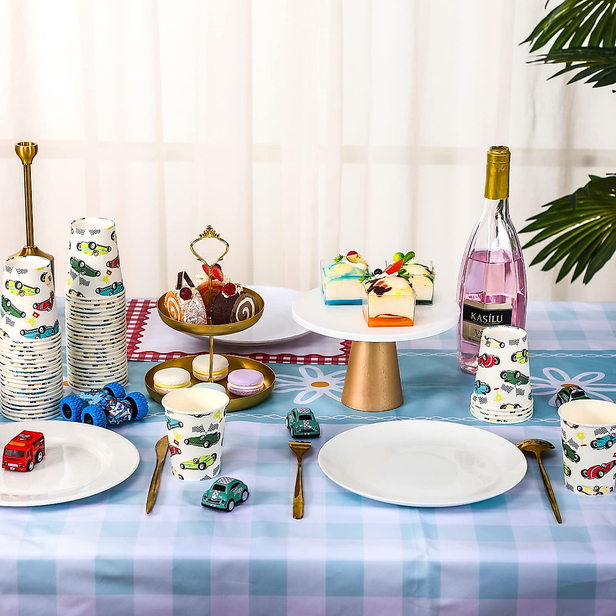 Colarr 50 Pcs Race Car Party Cups Retro Car Theme Cup Race Car Disposable Paper Cups Bulk Race Car Party Tableware for Kids Boys Race Car Birthday Party Favors Decoration Supplies