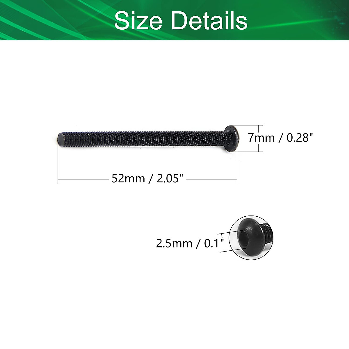 Yinpecly M4x50mm Button Head Socket Cap Screw Carbon Steel Fastener Rustproof Fully Threaded Fitting Hex Drive Cap Bolts Black 20Pcs