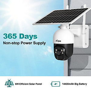 FIYEE Security Cameras Wireless Outdoor WiFi Solar Powered Camera for Home Securtiy, Spotlight Color Night Vision, Include 64GB TF Card
