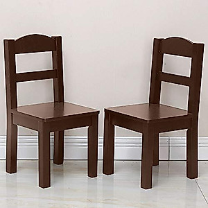 Ochine Kids Table and Chair Set 4 Chairs and 1 Activity Desk Natural Wood Children Table 5 Piece Set Wooden Playroom Furniture Picnic Table Dining Table Set Toddlers Gift for 3-8 Ages