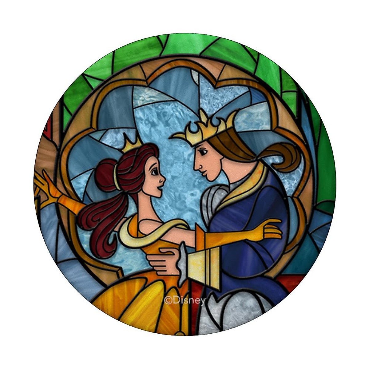 Disney Beauty and the Beast Belle and Prince Stained Glass PopSockets Adhesive PopGrip