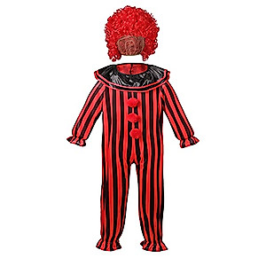 yolsun Clown Costume for Kids with Wig Scary Halloween Dress Up (10-12 Years) Red/Black
