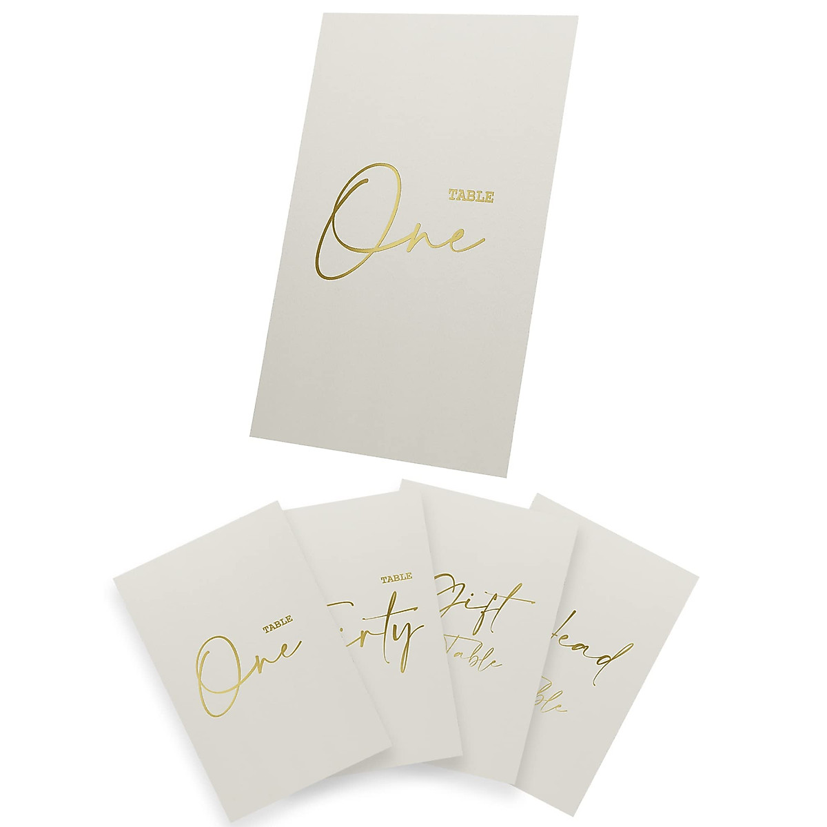 dynamic collection Wedding Table Numbers - Gold Table Numbers for Wedding Reception with Double Sided Table Number Cards 1-30 + Head Table & Gift Table Card, Luxury Gold Foil, 400 GSM, 4x6 inches