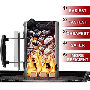 Charcoal Chimney Starter BBQ Grill Lighter Barbecue Fire Starter Grilling for BBQ Charcoal Grill Briquette Coal Fire Starter Chimney for Grills Outdoor Cooking Charcoal Can Accessories