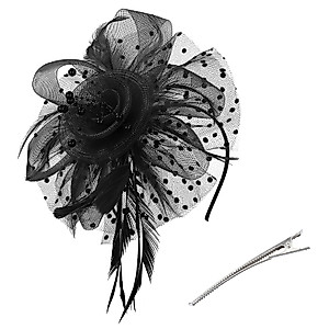 Century Star Kentucky Derby Hats for Women 2023 Fascinator Tea Party Hats Flower Mesh Ribbons Feathers Flapper Headband Hair Clips Black One Size