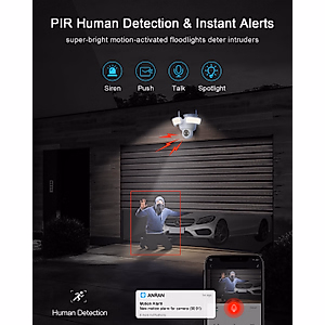 ANRAN Floodlight Security Camera Wireless Outdoor with 360° View Pan/Tilt, 2K Solar Powered WiFi Camera, IP65 Smart Lighting Cam, Color Night Vision, 120dB Siren, Two Way Audio, PIR Motion Detection