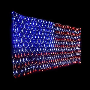 Joiedomi 2Pack LED American Flag Net Lights US Flag String Light Waterproof for Christmas, Holiday, Independence Day, Memorial Day, July 4th, National Day, Decoration, Garden, Yard, Indoor Outdoor
