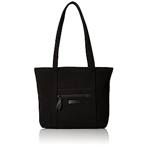 Vera Bradley Women's Microfiber Small Vera Tote Bag, Black 2, One Size