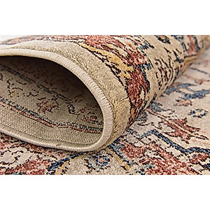 Unique Loom Oslo Collection Distressed Botanical Medallion Beige Runner Rug (3' x 13')