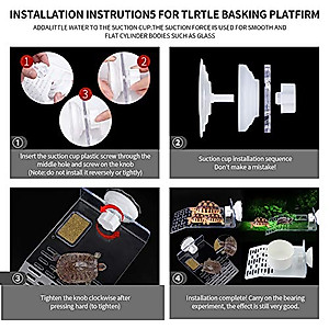Turtle Basking Platform, Turtle Tank Platform Aquarium Animal Transparent Sink Wharf, Reptile Habitat, Climbing Shelf Turtle Tank Dock Floating Decor with Sucker Cap Medium
