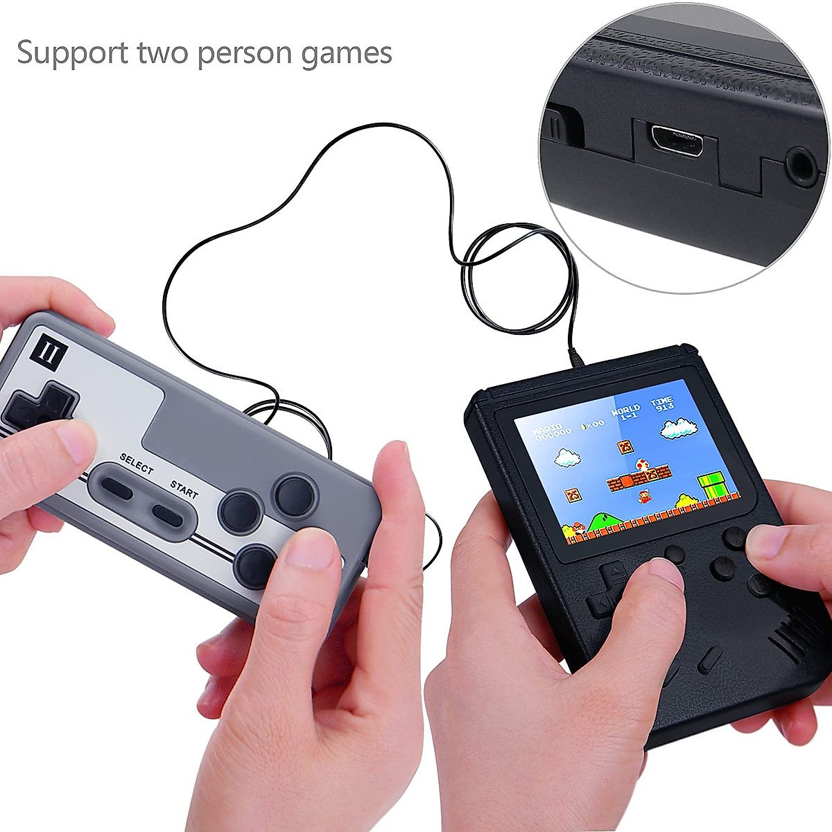 Black Mini Portable Handheld 400 Classic FC Games Game Console Game Player Support TV Connection One/Two Players