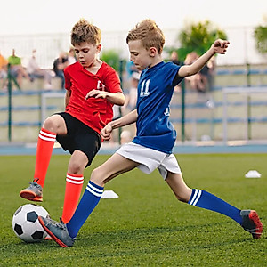 Ultrafun 6 Pairs Kids Youth Soccer Socks Solid Striped Knee High Tube Football Sports Socks for Boys Girls 6-12 Years Old (6Pairs-Multicolor)