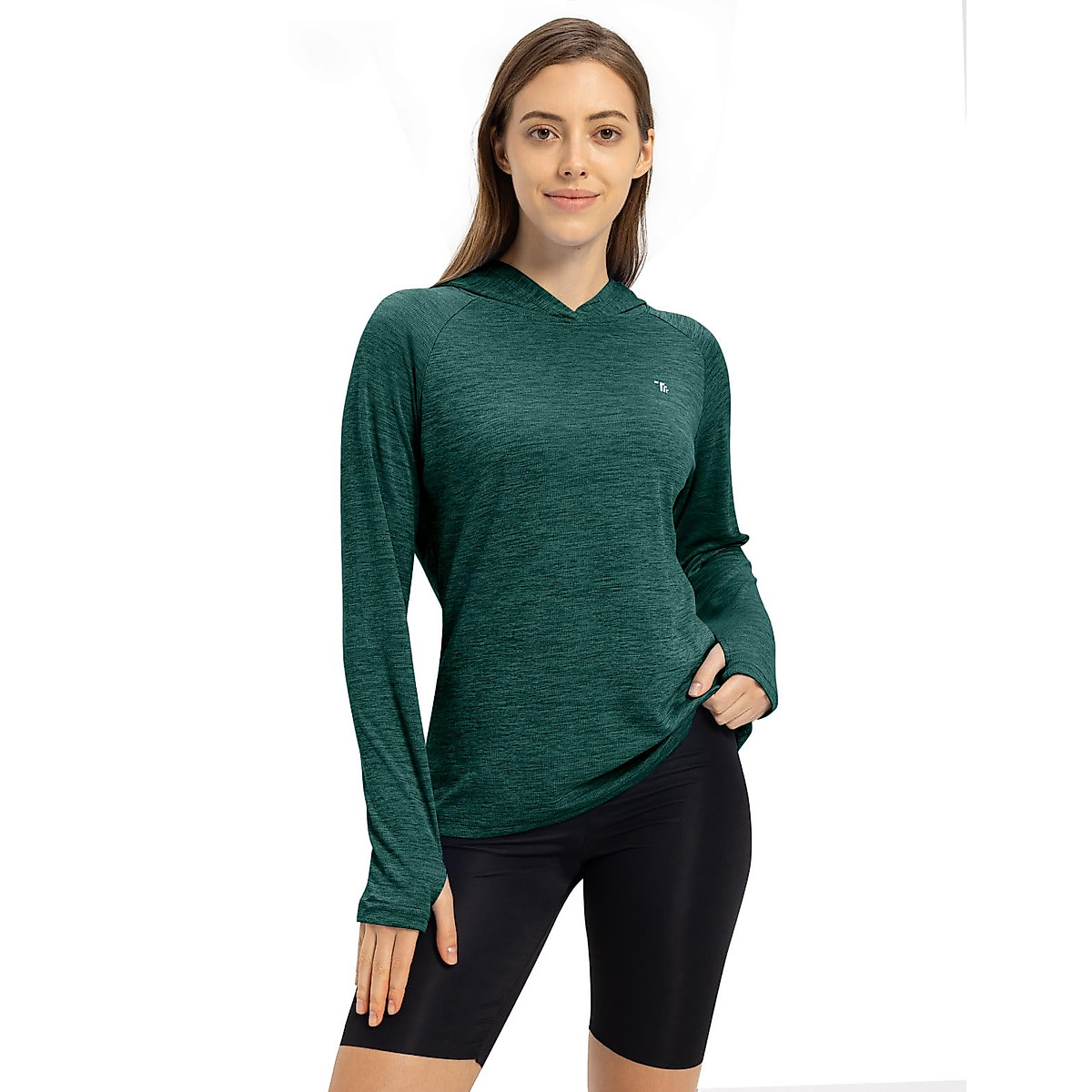 TBMPOY Womens UPF 50+ Sun Protection Hoodie Shirt Long Sleeve Fishing Hiking Outdoor UV Shirt Lightweight Blackish Green XL