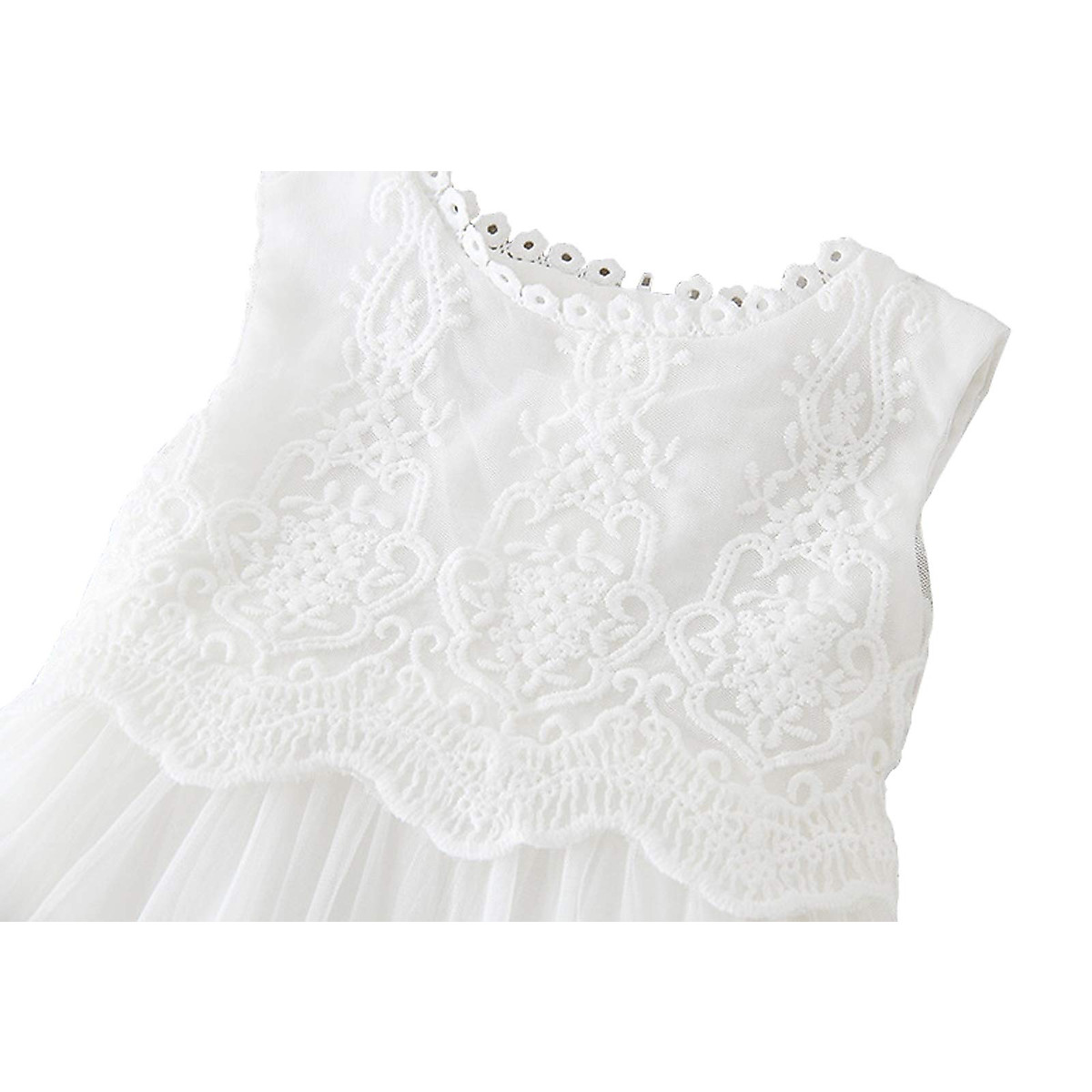 DINGDONG'S CLOSET Baby Toddler Girls Christening Baptism Embroidered Dress with Bonnet 2Pieces Grown Outfit(18Months) Ivory