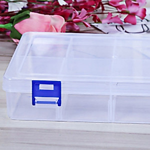 VORCOOL Transparent Plastic Storage Box Portable Clear Medicine Organizer Holder with Adjustable Dividers for Jewelry Beads Earring Container Tool Fishing Hooks(8 Grids)