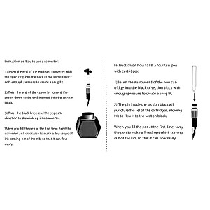 Matte Black Forest Fountain Pen Extra Fine Nib Classic Design with Converter and Metal Pen Box Set by Asvine