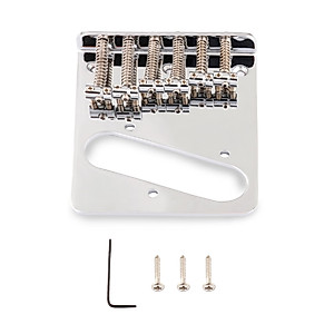 Metallor Guitar Bridge Vintage Style Top Loader Bridge 6 Saddles Compatible with Tele Telecaster Style Electric Guitar Parts Replacement Chrome.