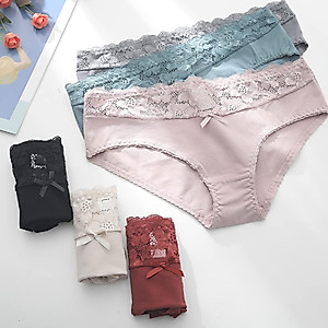 BIONEK Womens Underwear Cheeky Cotton,Bikini Panties Hipster Briefs Lace Soft Breathable 3/4/6 Pack S-XL