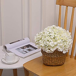 Nubry 12pcs Artificial Silk Hydrangea Flowers Heads with Stems in Bulk Fake Flowers for Wedding Bouquet Centerpieces Arch Home Decoration (Ivory)