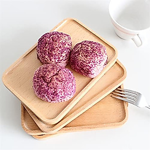 GEEKLLS Breakfast Tray Wooden Bamboo Coffee Tea Serving Tray Cheese Pizza Baking Bread Cake Dessert Rectangular Plate Fruit Platter Sour Candy Holder