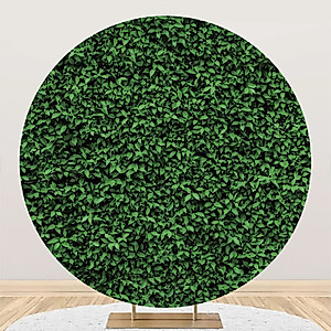 Yeele 7x7ft Greenery Round Backdrop Cover Polyester Green Leaves Circle Backdrop Green Grass Wall Photo Background for Safari Baby Shower Bridal Shower Wedding Birthday Party Supplies Photo Props