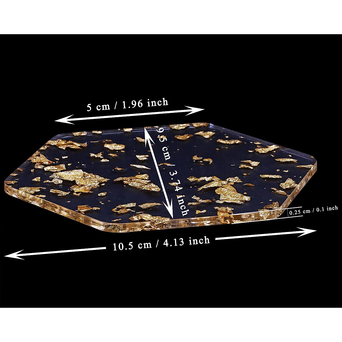 Mini Skater 3pcs Clear Acrylic Bar Coaster Gold Foil Modern Cup Drink Mat Plate Creative Rug Mug Pad for Table Countertop Desk Cold Hot Drink Coffee Tea Kitchen Home Decor (Modern Hexagon)