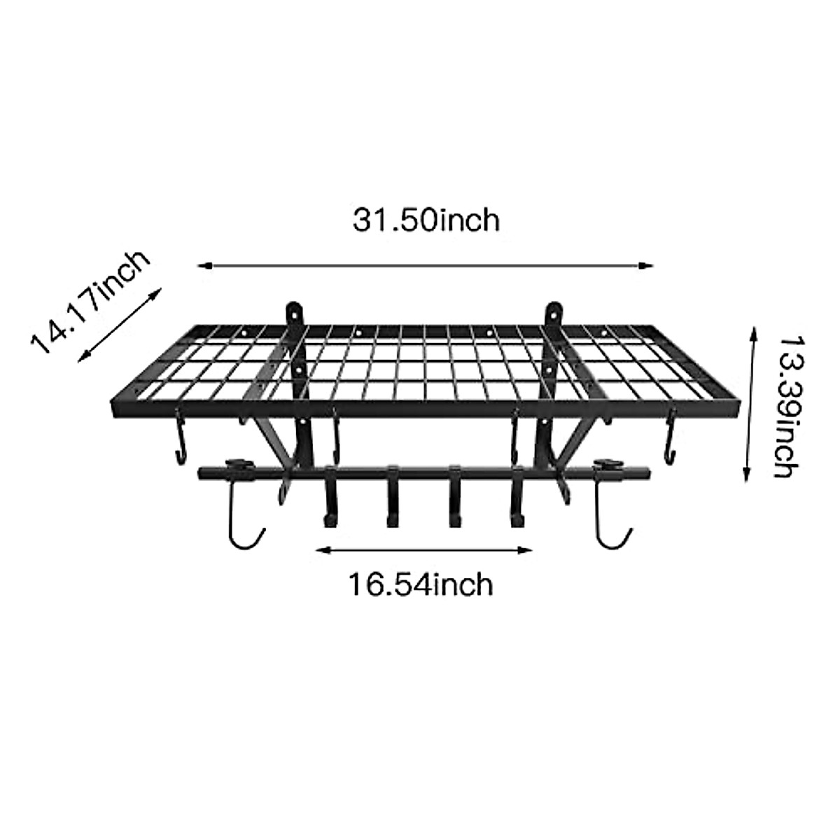 Garage Wall Shelving Includes Bike Hooks,Wall Shelf Garage Organization System 32”x 14”Loads 250 lbs Heavy Duty Sturdy Wall Shelves Black 30-inch Garage Storage Rack, Floating Shelves (1 Pack)
