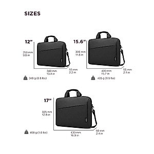 Lenovo Laptop Shoulder Bag T210, Fits up to 17-inch laptop or tablet, Sleek Design, Durable and Water-Repellent Fabric, GX41K07198, Black