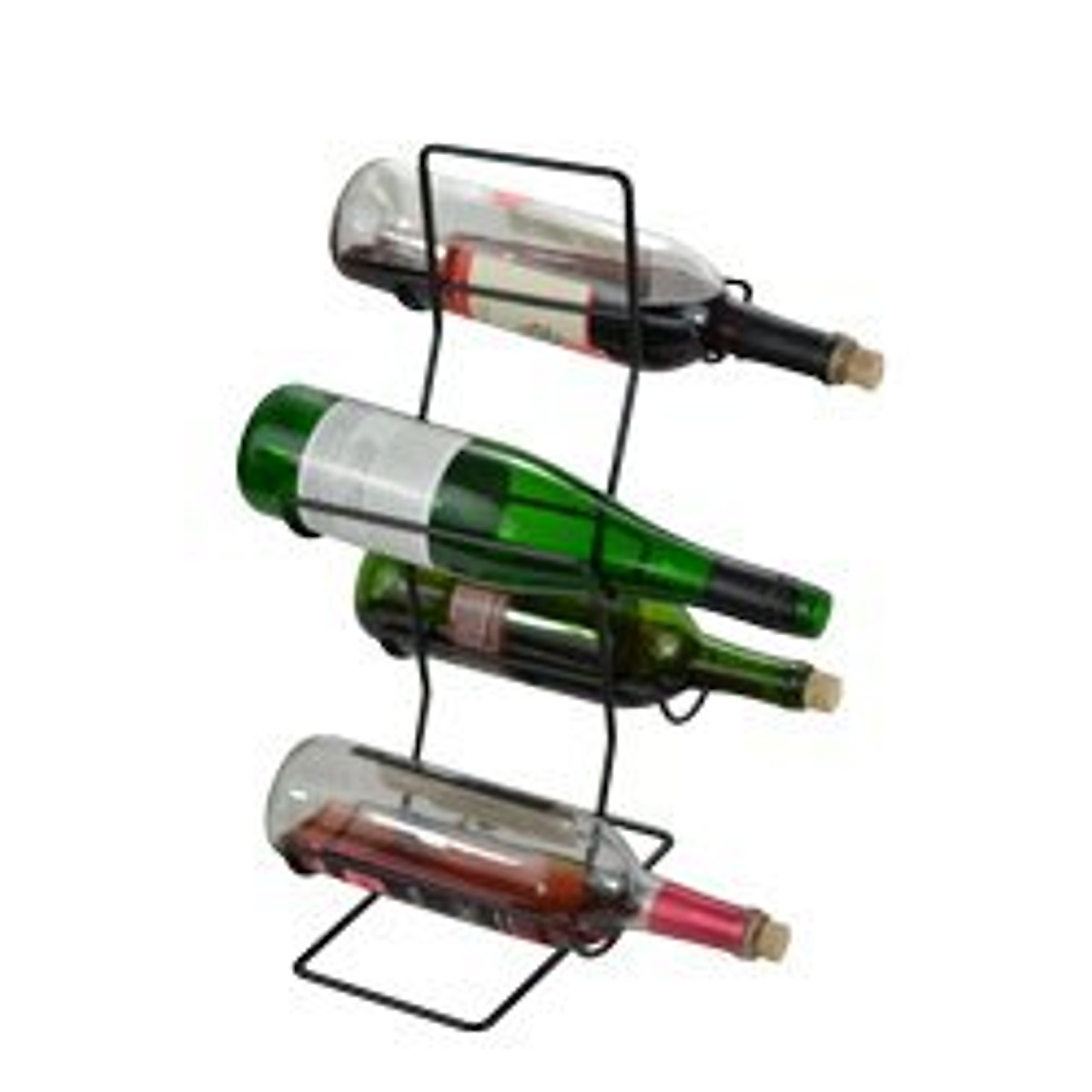 Southern Homewares 4 Bottle Wine Rack Tree Freestanding Counter Top Bottle Organizer - Great for Wine or Spirits, SH-10024 Black Iron