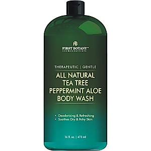 First Botany, ALL Natural Body Wash - Fights Body Odor, Athleteâ€™s Foot, Jock Itch, Nail Issues, Dandruff, Acne, Eczema, Shower Gel for Women & Men, Skin Cleanser -16 fl oz (Tea Tree Mint)
