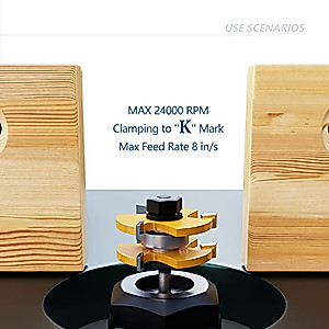 CSOOM 2-Piece Tongue and Groove Router Bit Set with 1/4 Inch Shank, 3 Teeth, and Adjustable T Shape - Ideal Woodworking Tool for Wood Milling and Cutting