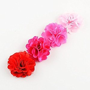 PET SHOW 2" Valentine's Day Small Dogs Flower Collar Accessories for Cat Puppies Rabbit Pigs Collars Bows Grooming Supplies Red Rose Hotpink Pink for Girls Pack of 4