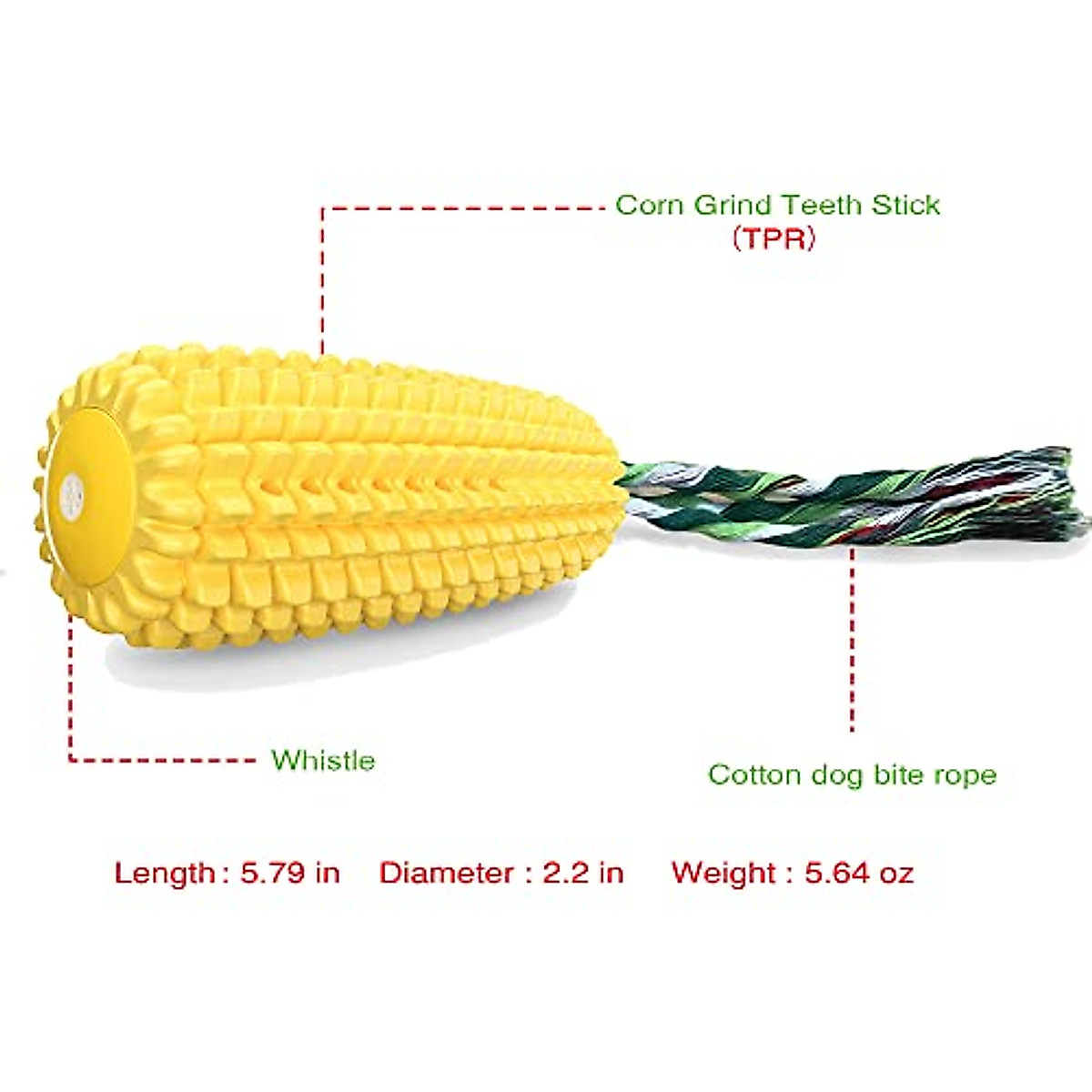 PunkyKom Dog Chew Toys, Puppy Toothbrush for Cleaning Teeth,Dog Squeak/Non-Squeak Toys Interactive Corn Toys, Dog Toys Aggressive Chewers for Small/Medium/Large Dog.
