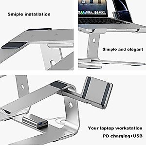 DXX Laptop Stand with Phone Holder, Aluminum Computer Riser, Ergonomic Laptops Elevator for Desk, Metal Holder Compatible with 10 to 15.6 Inches Notebook Computer