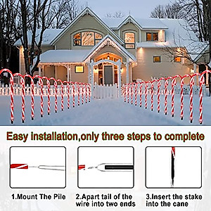 Christmas Candy Cane Lights Pathway Markers Outdoor Christmas Decorations Yard, 10 Pack 22" Waterproof Xmas Candy Cane Lights with 8 Modes & Stakes, for Holiday Party Walkway Patio Garden Indoor Decor