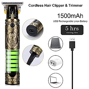 ROCKUBOT Professional Cordless Hair Clippers for Men,Hair Trimmer for Men Professional,Beard Trimmer for Men Zero Gapped Trimmers T Blade Trimmer Hair Cutting Kit Rechargeable LED Display