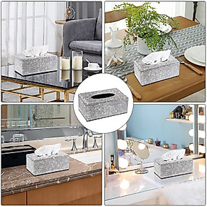 Sumnacon Tissue Box Cover Bling Tissue Box for Bathroom Sparkling Rectangular Tissue Box Holder with Magnetic Gorgeous Tissue Holder for Table Countertop Decorative Tissue Cover for Home Office Car