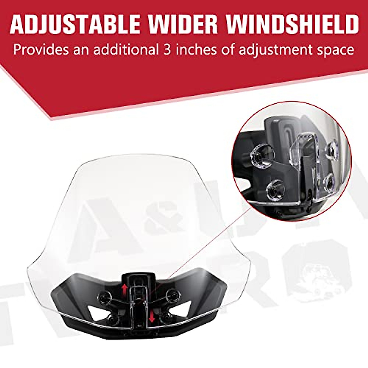 Ryker Adventure Wider Windshield, A & UTV PRO New Upgrade XXL Adjustable Vented Translucent Clear Hard Coated Windscreen Wind Deflector for Can Am Ryker All Models Accessories, Replace OEM #219401032
