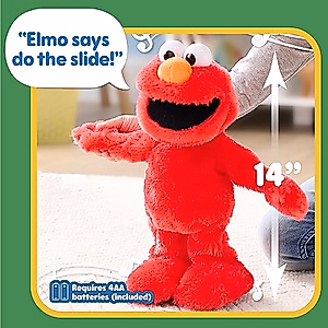 Just Play Sesame Street Elmo Slide Singing and Dancing 14-inch Plush, Officially Licensed Kids Toys for Ages 2 Up