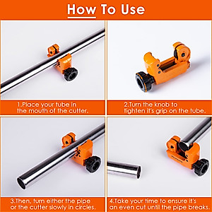 MATEWORK Pipe Cutter - Fast Tubing Cutter Set with Mini Cutter & Deburring Tool, Pipe Cutter Tool for Cutting 3/16" to 2" Aluminum Copper PVC Stainless Steel Tube, for Plumber and Home Working, 3PCS