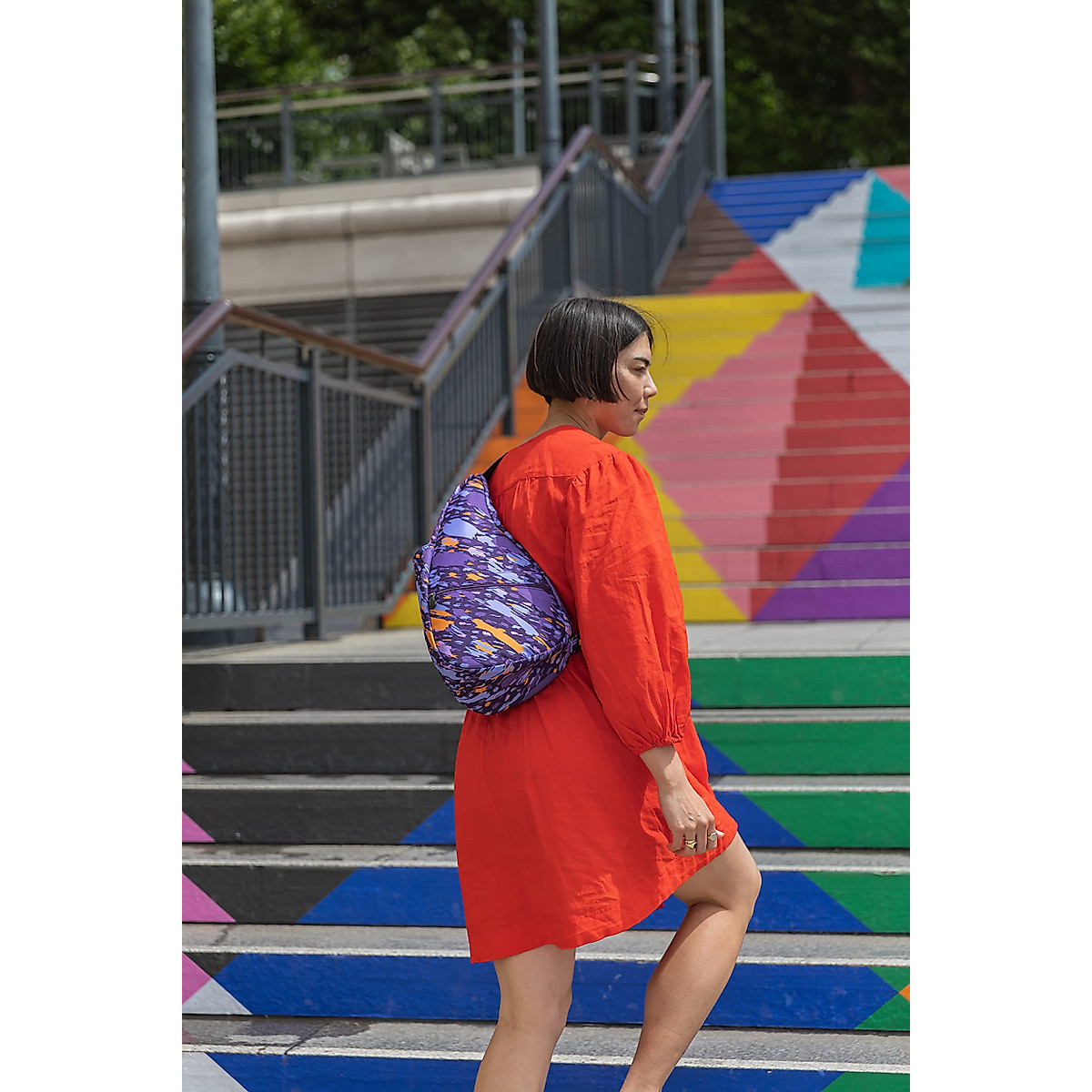 AmeriBag Small Healthy Back Bag Tote Prints and Patterns (Splash Purple)