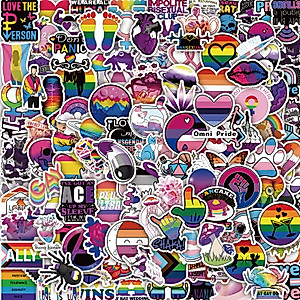 Gay Pride Stickers - 126 PCS Gay Love Stickers,Gay Pride Stuff Rainbow Graffiti Waterproof Decorative Stickers For Water Bottles Mobile Phone Case Laptop Luggage Bright Colors Stickers For Friends Family