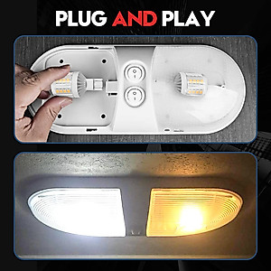 VEHICODE 921 922 912 906 LED Bulb Soft Warm White 12V 579 904 916 918 RV Interior Dome Light Replacement for Camper Trailer Marine Boat T15 Wedge T5 T10 Outdoor Landscape Lamp (4 Pack)