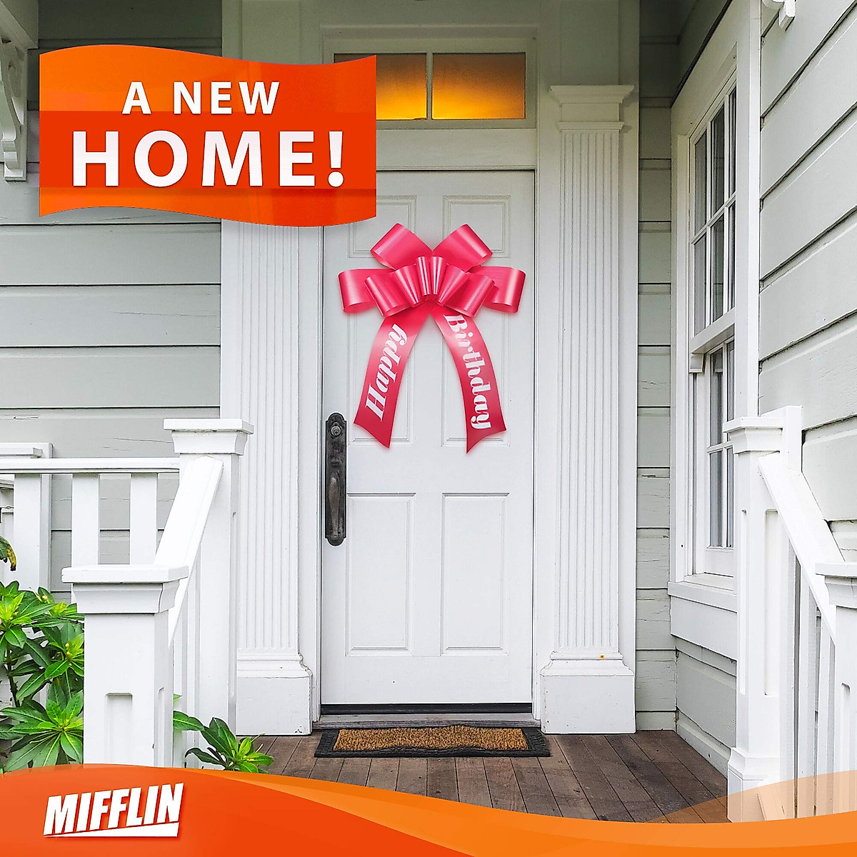 MIFFLIN-USA Happy Birthday Bow, Giant Car Bow (Red, 30 inch) Big Gift Bow, Giant Bow for Car, Birthday Bow, Huge Car Bow, Car Bows, Big Red Bow, Bow for Gifts, Birthday Bow for Cars, Gift Wrapping