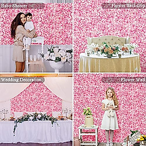 Flower Wall Panel Set, U'Artliens Artificial Wall Flower Backdrop 24x16 Inch 3D Silk Hydrangea Rose Floral Panel for Photo Background Home Party Wedding Backdrop Decoration (2pcs, Pink)
